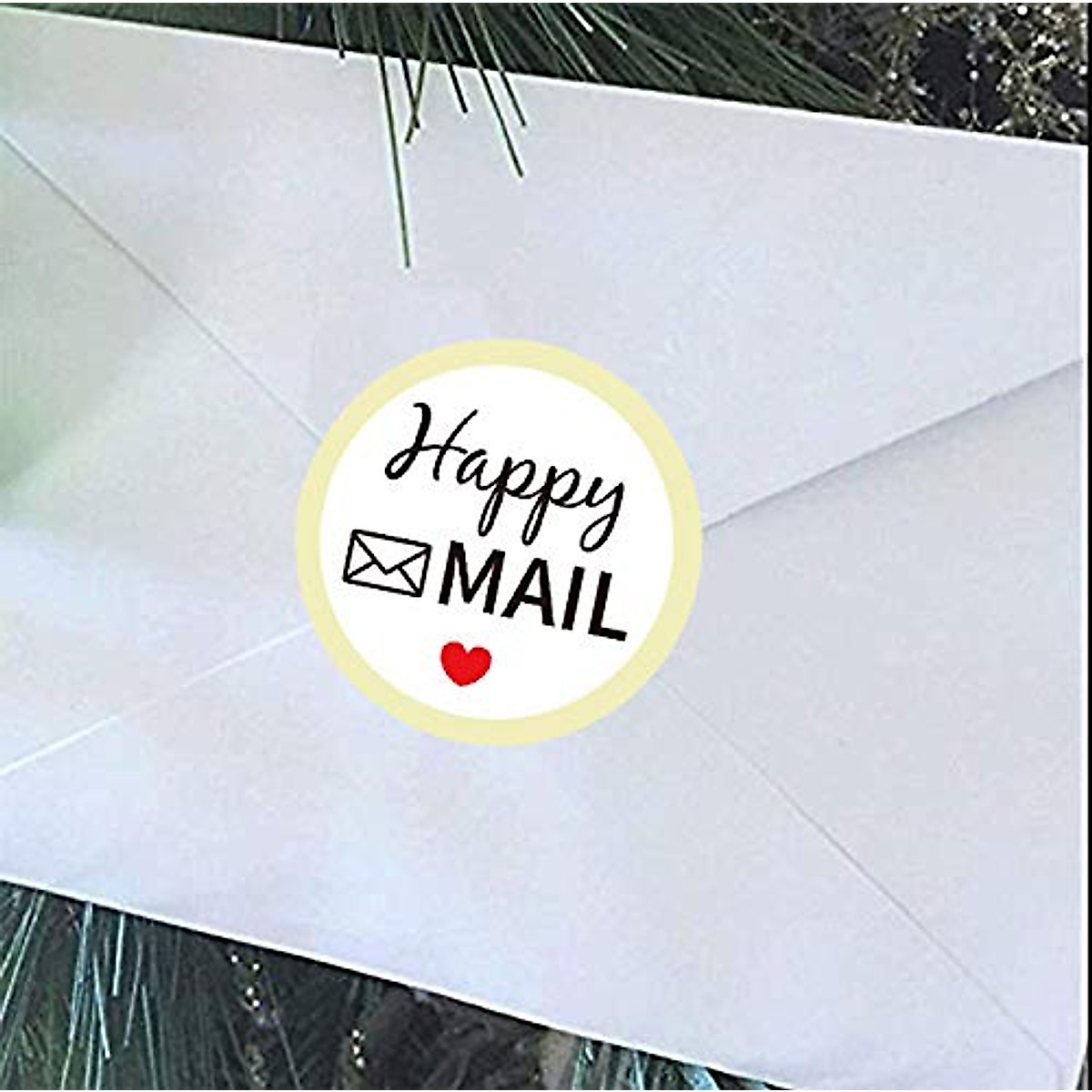 Round Happy Mail Stickers, 2 Inch Red Heart/Happy Mail Labels-Packaging Envelope Sealing Stickers for Small Business, Online retailers,Small Shops and More.(504 pcs) (2 inch)