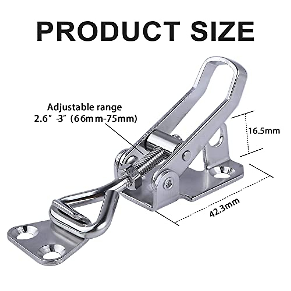 Pebbly Beach 2 Pcs Adjustable Toggle Clamp Latch,Heavy Duty Stainless Steel Padlock Latch 360Lbs Holding Capacity Lock Latches Multipurpose