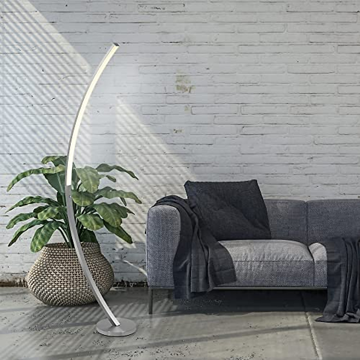 Catalina Lighting Mid-Century Modern Dimmable 4-Way Touch Arc LED Floor Lamp, 69.25", Silver