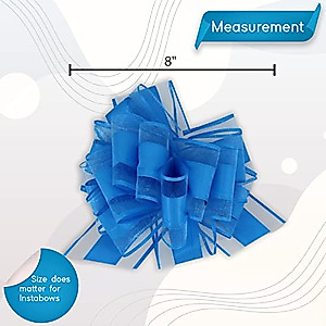 Insta Bows 8 Inch Big Bow for Bike Blue Lace & Ribbon Pull Bow Makes Large Bow Perfect for Really Giant Gift Wrapping Present Or Toy Car 3 Instant Bows for Big Christmas Gifts
