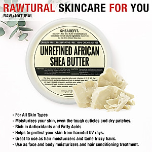 Sheanefit Raw Unrefined African Shea Butter, Natural Body Butter, Soft & Smooth Daily Moisturizer For Face & Body Ivory 8oz (Pack of 1)
