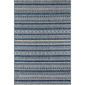 Novogratz by Momeni Villa Collection Tuscany Indoor Outdoor Blue Area Rug, 6'7" x 9'6" Sized Mat for Pool, Patio, Porch, Balcony, Kitchen, Bedroom, Livingroom and Home Office