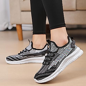 Copulan Womens Slip On Walking Shoes Non Slip Running Shoes Breathable Workout Shoes Lightweight Gym Sneakers Black
