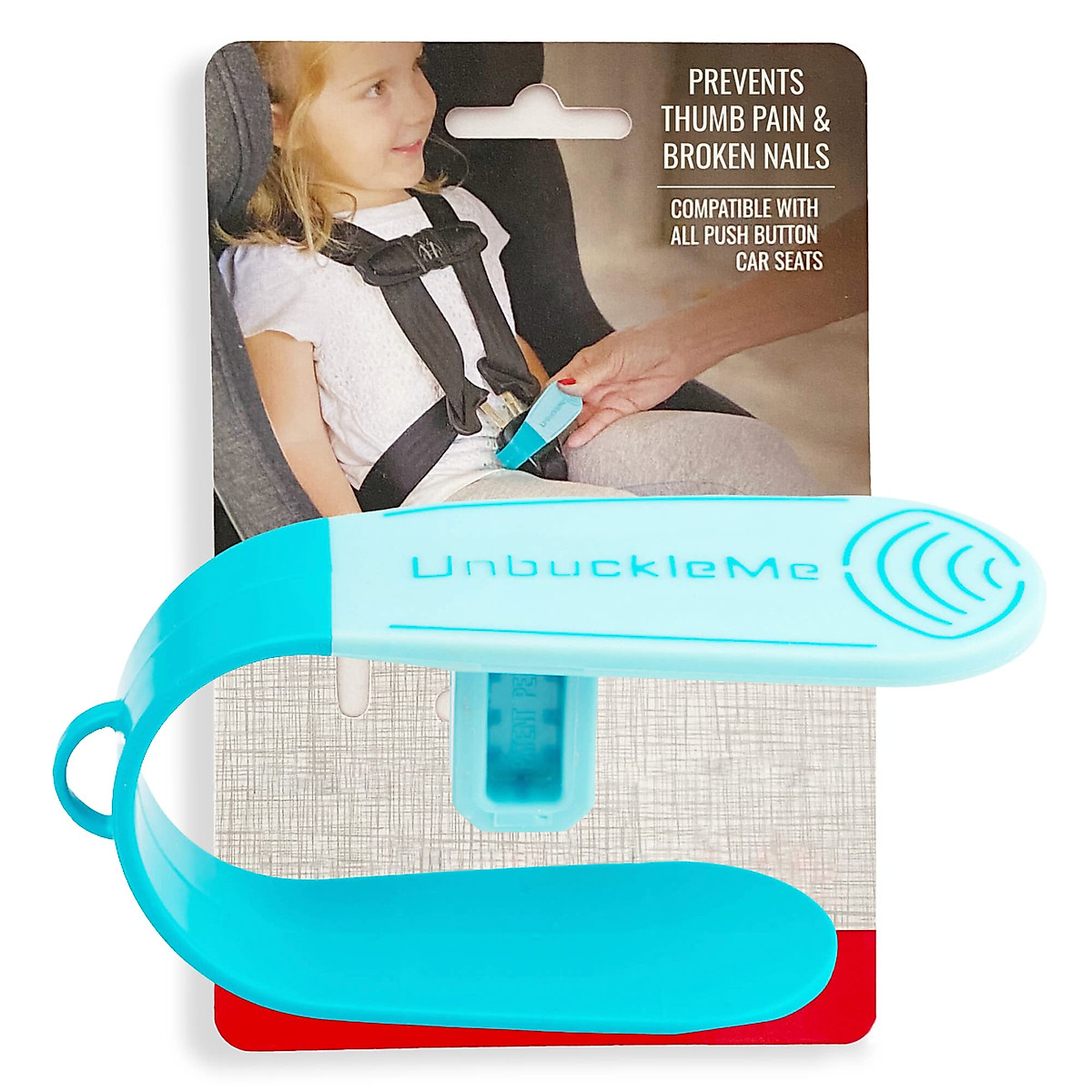 UnbuckleMe Car Seat Buckle Release Tool - Easy Opener Aid for Arthritis, Long Nails, Older Kids - Button pusher for infant, toddler, convertible 5 pt harness car seats - As Seen on Shark Tank (Aqua)