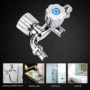 BORDSTRACT Water Tap, Double Cold Water Spouts ABS Plastic Water Tap Bathtub Kitchen Sink Faucet G1/2(Shutter Handle G 1/2)