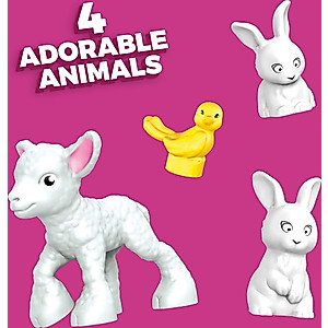 MEGA Barbie Toy Building Set, Farmer's Market with 3 Barbie Micro-Dolls, 4 Barbie Pets and Accessories, Easy to Build Set for Ages 4 and Up