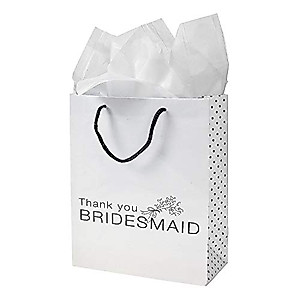 Fun Express Lot of 12 White Paper Thank You Bridesmaid Wedding Bridal Party Gift Bags