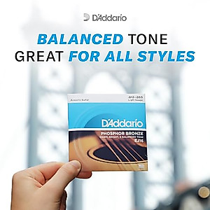 D'Addario Guitar Strings - Phosphor Bronze Acoustic Guitar Strings - EJ16-3D - Rich, Full Tonal Spectrum - For 6 String Guitars - 12-53 Light, 3-Pack