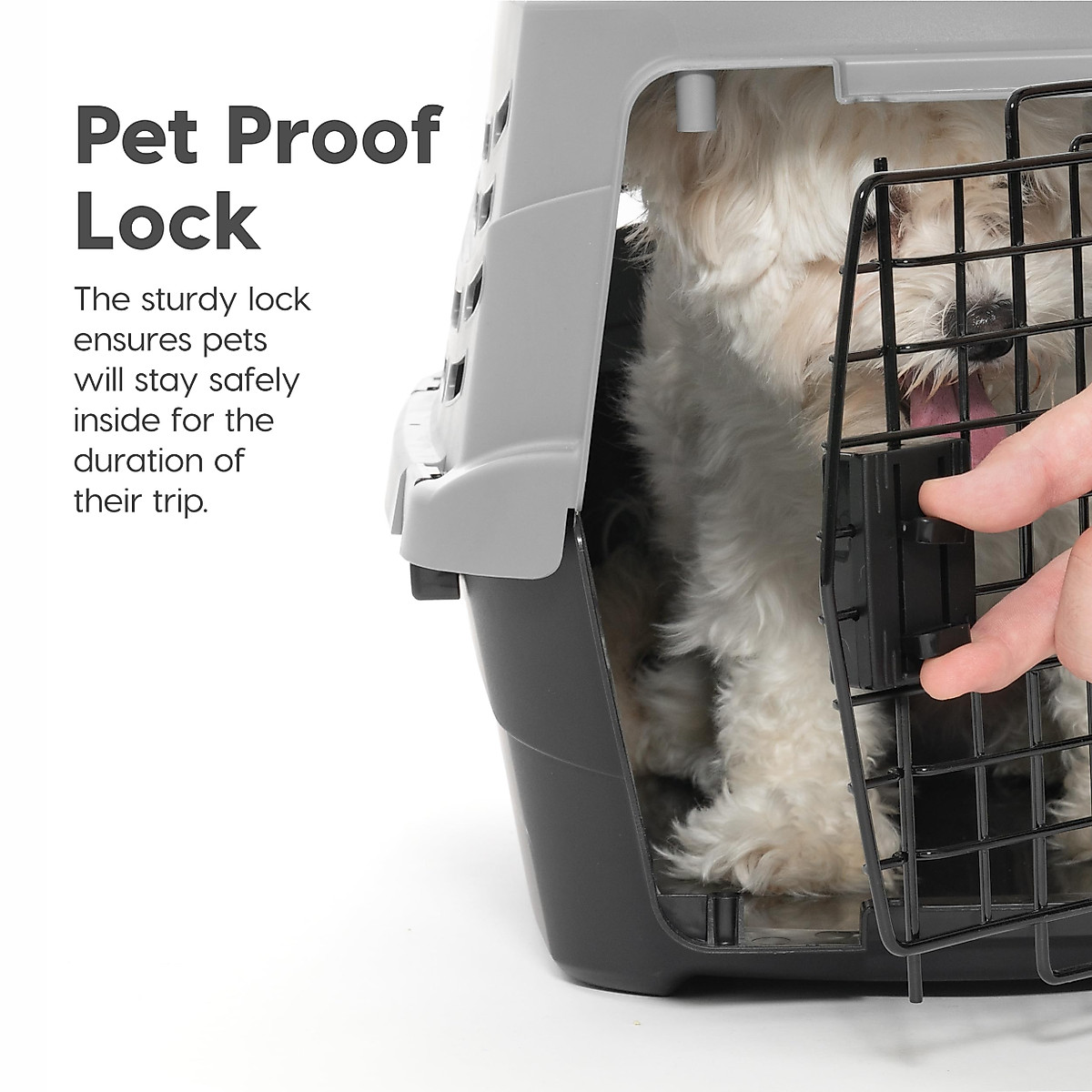 IRIS USA 23" Cat Carrier, Small Pet Carrier Hard, Dog Kennel with 2-Door Front and Top Access, Dog Carrier, up to 18 pounds, Black/Gray