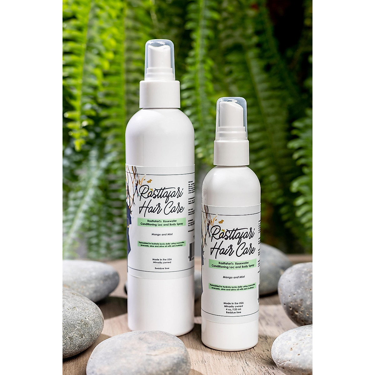 Rastta Locs Rosewater and Mint Conditioning Loc and Body Refreshing Spray for Type 4 hair, Braids, Organic, Vegan Hair Moisturizer, Dreadlock Spray with Aloe. - Tropical Mint Fragrance - 4oz