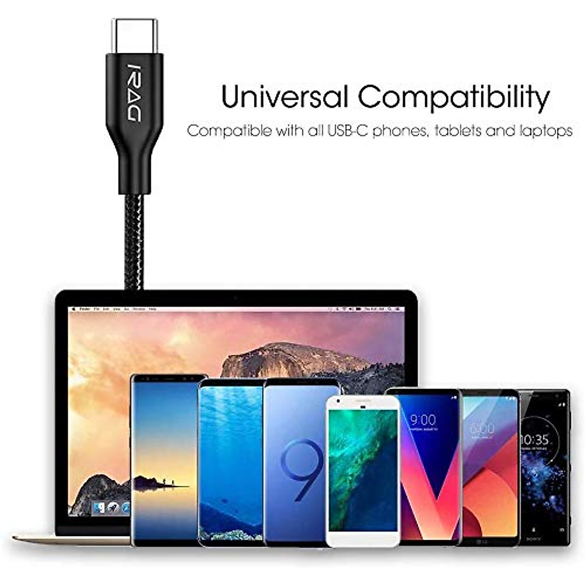 iRAG 2 Pack Charger Cable for Motorola Moto G Stylus 5G, One 5G, One 5G Ace, G100, G Play, G Power, G Fast, Edge, G7 Plus, G7 Play, Edge Plus, RAZR - Braided 6FT USB C to A Fast Charging Cord