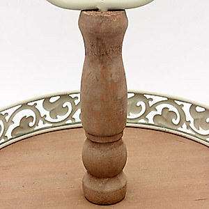 Funly mee Rustic Metal and Wood Single Tier Tray with Handle Farmhouse Decorative Tray(10.2W×10.2D×10.2H) in