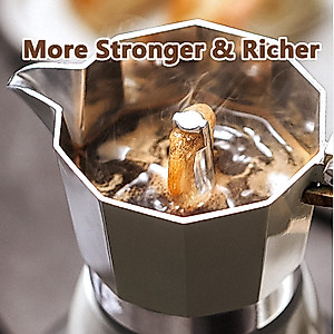 Moka Pot, Italian Coffee Maker, Coffee Pot 6 cup/10 OZ Stovetop Espresso Maker for Gas or Electric Ceramic Stovetop Camping Manual Cuban Coffee Percolator for Cappuccino or Latte