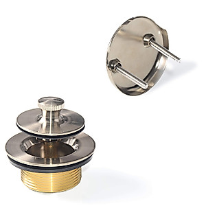 Bathtub Drain Conversion Kit Assembly, Lift and Turn Tub Drain Kit, Brass Construction Easy Installation (Brushed Nickel)