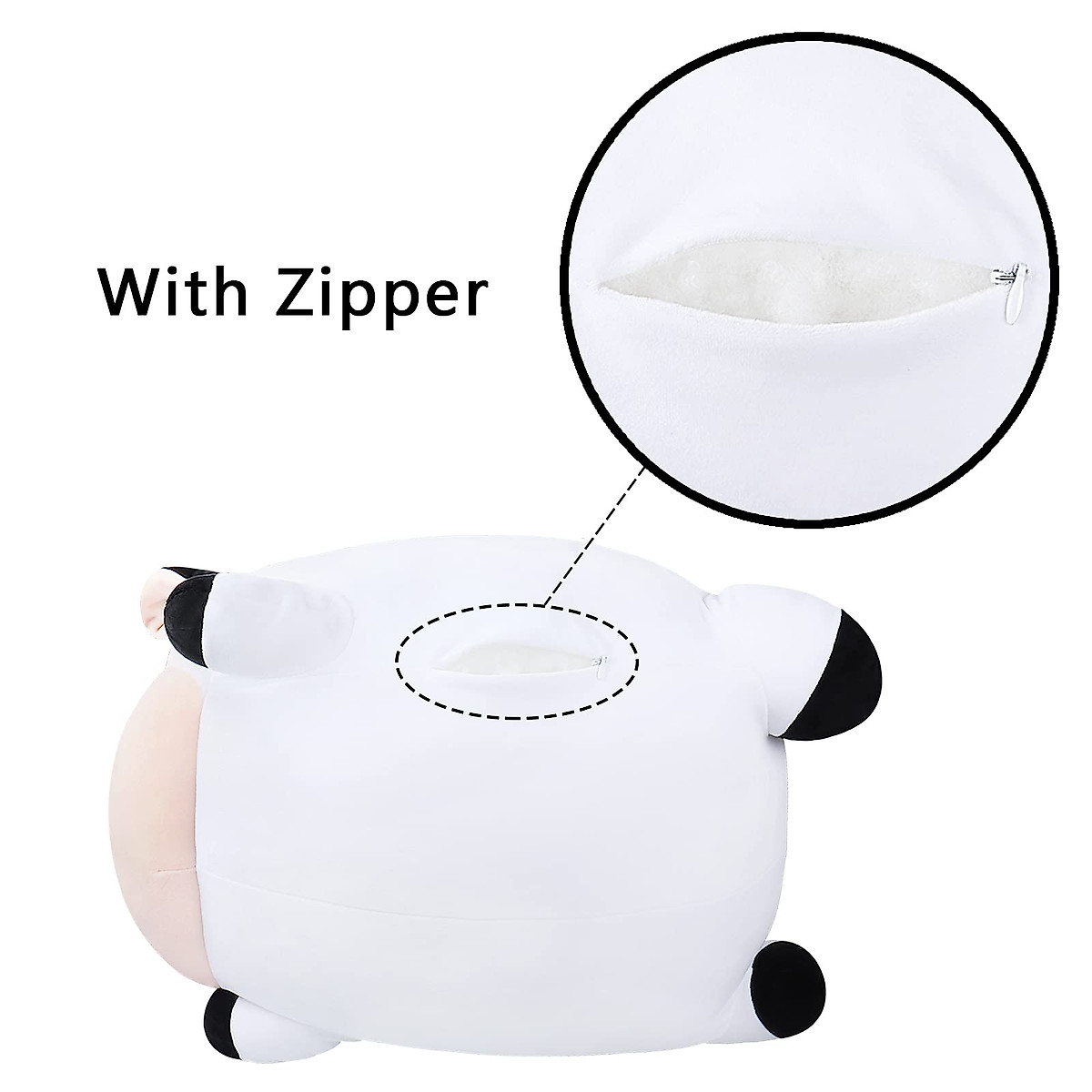 Achwishap Cow Stuffed Animals 13.7” Cow Plush Pillow Stuffed Dolls Hugging Pillow with Zipper, Plush Toys Dolls Gifts for Kids Girls Boys Adults