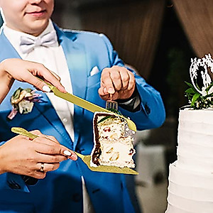 GURUDAR Vintage Wedding Cake Knife and Server Set, Stainless Steel Cake Pie Pastry Cutting Knife & Serving Spatula Set, Premium Party Supplies for Wedding, Birthday, Anniversary & Events, Gold