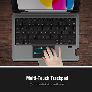 Nillkin iPad 10th Generation Case with Keyboard (10.9", 2022), Detachable Keyboard for iPad 10th Generation with Slide Camera Cover and Multi-Touch Trackpad, Protective Case with Pencil Holder