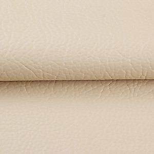 ANMINY Vinyl Faux Leather Fabric with Cotton Backing 54" x 2 Yards Leather Upholstery Fabric 0.7mm Thick Waterproof Black Vinyl Fabric for DIY Handicrafts Furniture Reupholstery - Ivory