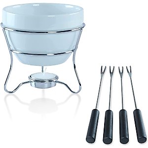 Chocolate Fondue Pot Butter warmer Bowl Set with 4 Dipping Forks & Tea Light Holder – For the Perfect Melted,Chocolate & Cheese Serving fondue set valentines day gifts (1)