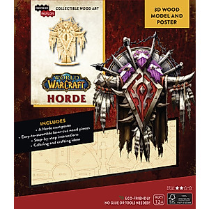 World of Warcraft Horde 3D Wood Puzzle & Model Figure Kit (19 Pcs) with Exclusive Poster - Build & Paint Your Own 3-D Game Toy - Holiday Educational Gift for Kids & Adults, No Glue Required, 12+ 
