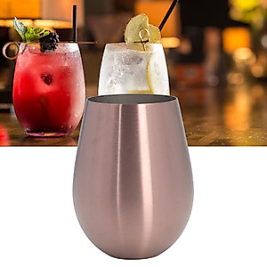 Stainless Steel Wine Glasses, 17oz 500ml Unbreakable Glasses Simple Modern Wine Tumbler Liquor Glasses Wine Mug Metal Wine Glasses Stainless Steel Cups for Home and Outdoor Wine Glasses, Rose Gold