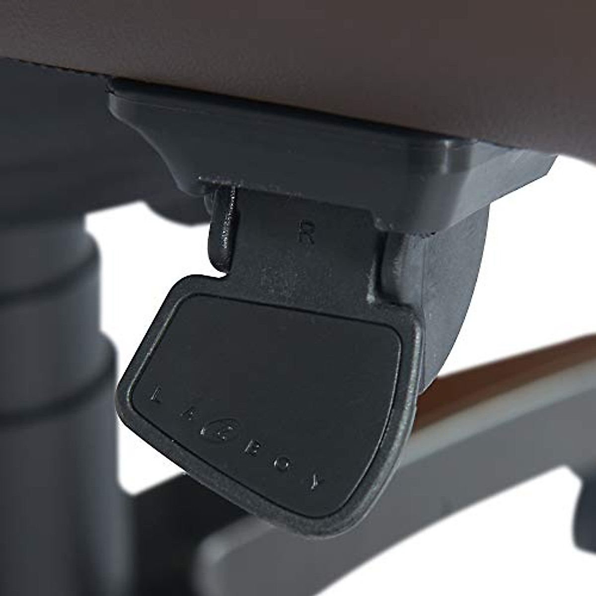 La-Z-Boy Bennett Modern Executive Lumbar Support, Rich Wood Inlay, High-Back Ergonomic Office Chair, Bonded Leather, Brown 26D x 26.25W x 39.75H in