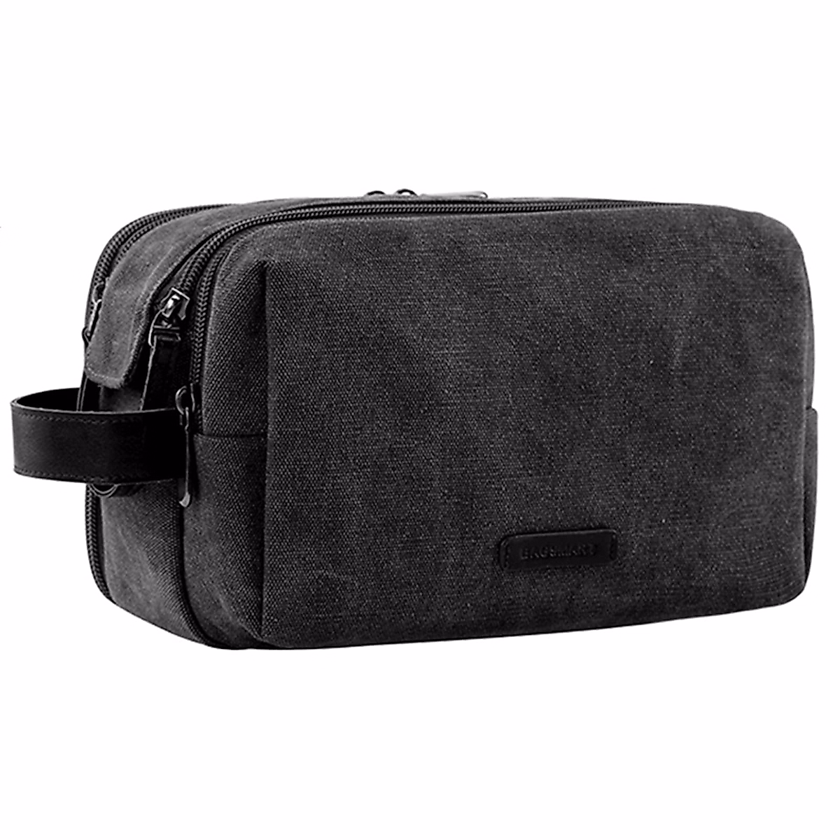 BAGSMART Toiletry Bag for Men, Canvas Travel Toiletry Organizer Dopp Kit Water-resistant Shaving Bag for Toiletries Accessories,Black-Large