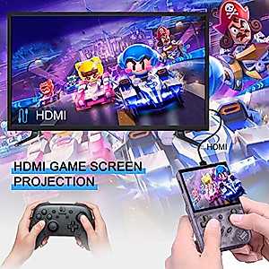 Anbernic RG35XX Handheld Game Console Retro Games Consoles with 3.5 Inch IPS Screen 64G TF Card 5474 Classic Games 2100mAh Battery Support Linux, HDMI and TV Output Purple