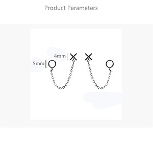 Tassel Symbol Chain Drop Dangle Stud Earrings for Women 925 Sterling Silver Double Piercing Female Gender Sign Studs Crawler Climber Letter X O Post Fashion Personalized Jewelry Unique Gift