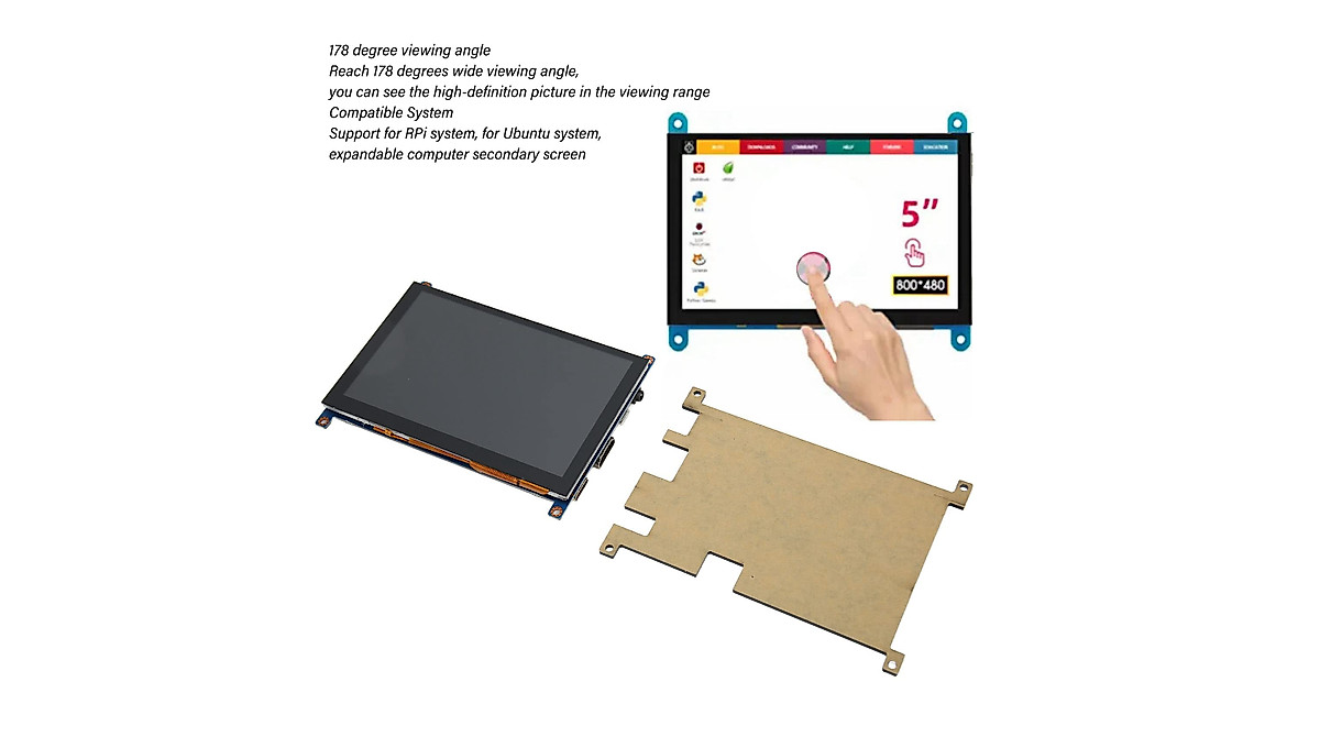EBTOOLS 5 Inch Mini HDMI Monitor, Small IPS Touchscreen Monitor for RPi ...