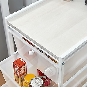 Suprima® Storage Carts - 4 Drawer Woodtop Shelf - White/Whitewash Top