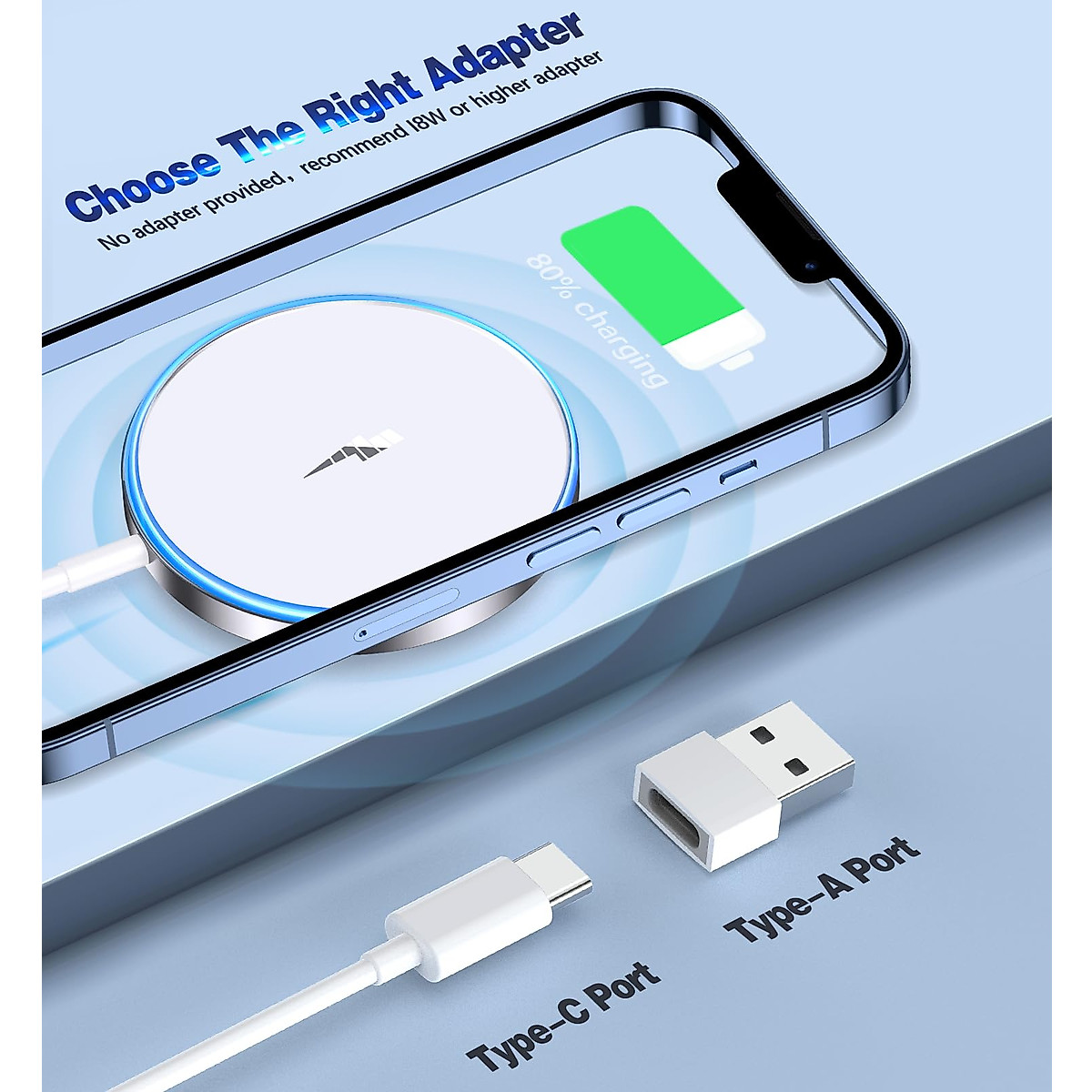 XEITIN Magnetic Wireless Charger 15W Fast Charging Apple MagSafe Charger for iPhone 15/14/13/12 Pro/Max/Plus/Mini and AirPods 3/2/Pro 2/Pro Portable Magnet Charger Pad with Dual Charging Ports