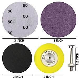 3 Inch Sanding Discs Alumina Abrasive Hook and Loop Sandpaper 600 to 5000 Grits, 1/4 in Backing Pad and Soft Foam Buffering Pad for Wood Metal Car