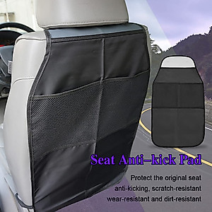 Jsorum seat back organizer, Back Seat Protector with Organizer, Kick Mats Back Seat Protector, Vehicle Back Seat Kids Safety Accessories Fit for Most Cars, SUV, Truck, Minivan Seats