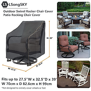 LSongSKY Outdoor Swivel Rocker Chair Cover 2 Pack,Patio Swivel Chair Covers For Outdoor Furniture,Rocking Chair Covers Waterproof (27.5W x 32.5D x 39H Inch)Black