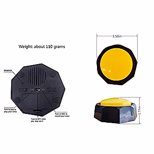 BOSKEY Dog Training Buzzer recordable Button-Record and Playback Any Message You want-10 Seconds Record Button 2 Colors(Including Battery) (Yellow+Red)