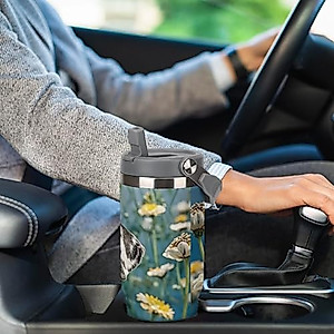RTFGHJS Cute Dalmatian 30 Oz Tumbler with Handle And Flip Straw, Stainless Steel Vacuum Insulated Travel Mug, Thermal Cup for Coffee, Water, Iced Drinks, Fits Car Cup Holders (Home, Sports)