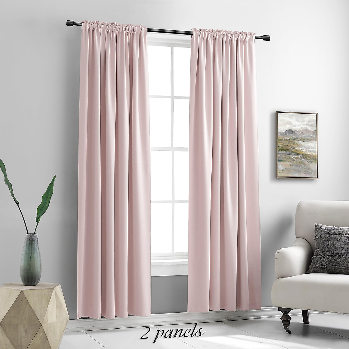 Blush Pink Curtains 80 Inches Long - 2 Panels Blackout Curtain Panels/Drapes for Girls Kids Bedroom Decor - Baby Pink Room Darkening Thermal Insulated for Baby Nursery W 52" x L 80"