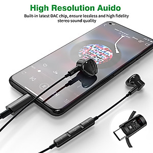 USB C Headphones Magnetic USB-C Wired Earbuds HiFi Stereo Type C Earphones Microphone Volume Control for Galaxy S24 S23 FE S22 S21 Ultra Flip Fold,Motorola Edge/Razr,iPad 10,iPhone 16/15,Pixel,Oneplus