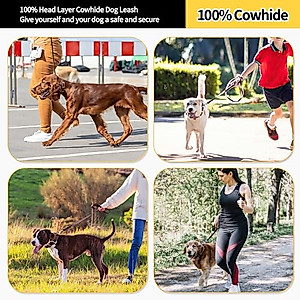 SFTORMAS Leather Dog Leash 6ftx3/4inch,Braided Leather Leash for Dogs,Soft Leather Training Dog Leash,Strong Leather Leash for Small Medium Large Breed Dogs,Brown