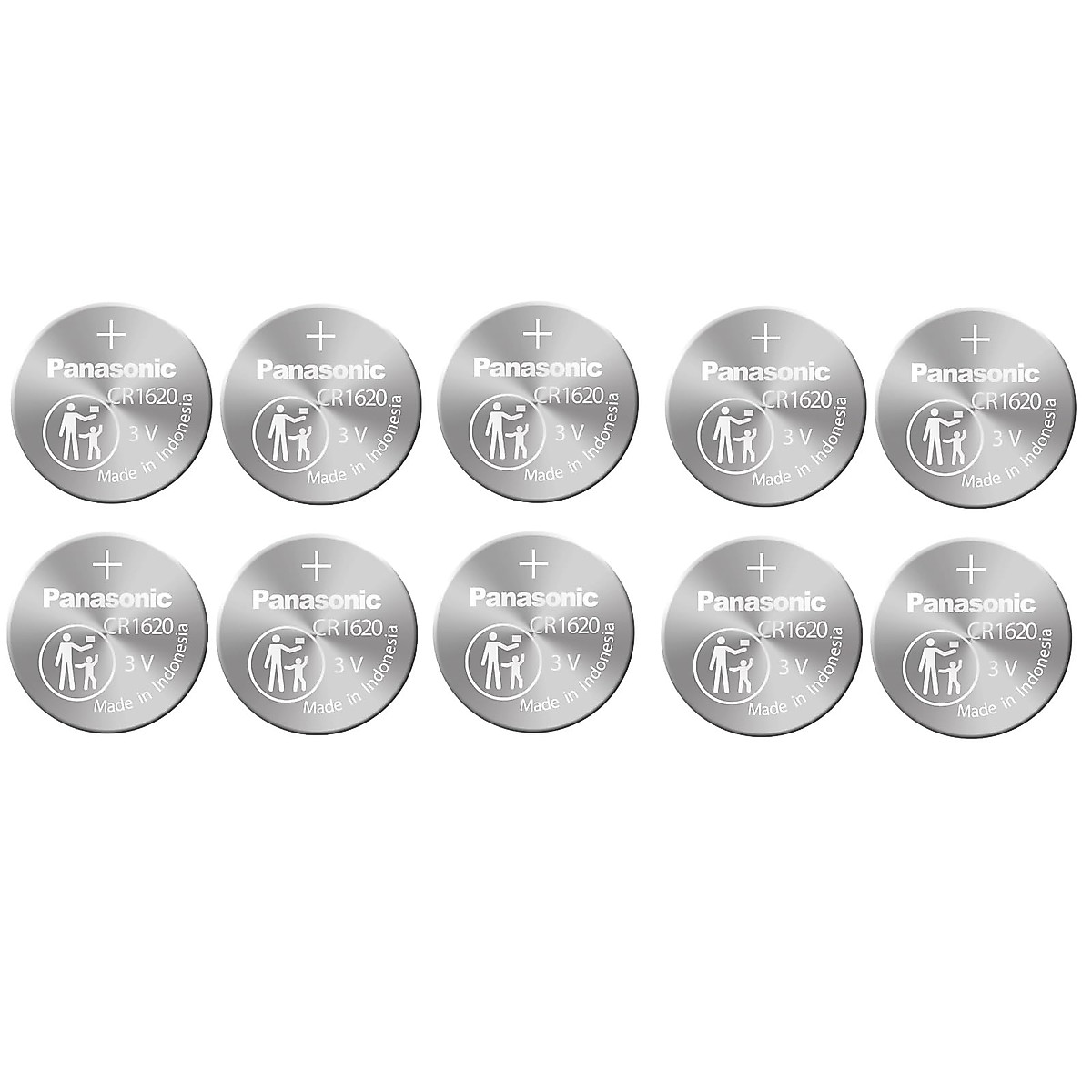 PANASONIC BATTERIES CR1620 BATTERY, LITHIUM, 3V, COIN CELL (10 pieces)