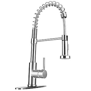 Bathtub Faucet Water Tap 9/16 Thread Single Lever Pull Out Spring Spout Kitchen Faucet Water Tap with Rotatingfor Kitchen Accessories