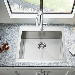 American Standard 18SB.9252211.075 Edgewater Zero Radius Dual Mount 25x22 Single Bowl w/Grid and Drain, Stainless Steel