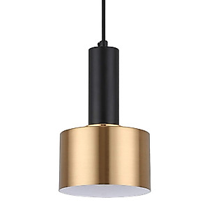 Modern Mini Pendant Light with 4W LED Bulb, One-Light Adjustable Metal Pendant Lighting Fixture for Kitchen Island Cafe Bar, Gold and Black