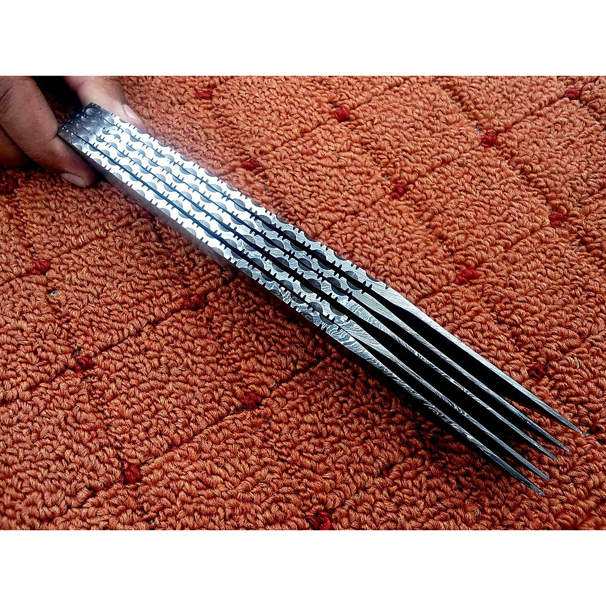 LOT OF 5 PIECES HAND FORGED DAMASCUS STEEL FULL TANG KNIFE BLANK BLADE KNIFE MAKING SUPPLIES