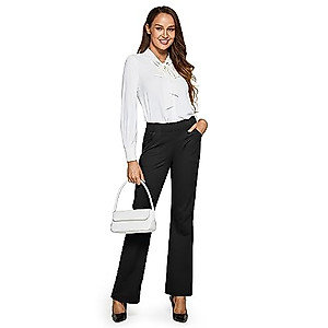 G4Free Fleece Lined Flare Yoga Pants for Women with Pockets Thermal Bootcut Dress Pants Winter Work Leggings (Black,L)