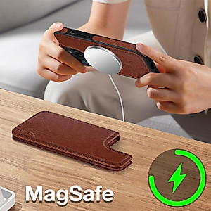 DJBEAR for iPhone 15 6.1"[compatible magsafe] wallet case,[Magnetic 2-in-1 Detachable][Back Flip Folio phone cases][RFID Blocking Leather] Shockproof Women Men Cover for Apple 15 Brown