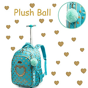 ZBAOGTW Rolling Backpack for Gilrs School Backpack with Wheels Roller Wheels Bookbag Trolly Luggage for Elementary