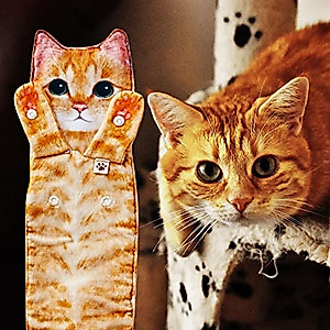 Cat Funny Hand Towels for Bathroom Kitchen - Cute Decorative Cat Decor Hanging Washcloths Face Towels Super Absorbent Soft-Valentines Day Mothers Day Housewarming Gifts for Women Cat Lovers(Orange)