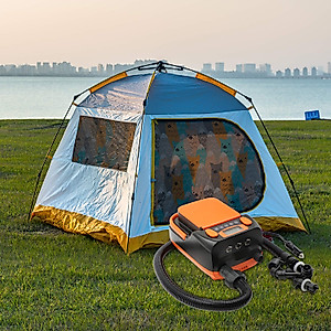 Tuomico Rechargeable LCD Electric Air Pump with 2 USB Ports, Max 16PSI SUP Pump with 6 Nozzles & 3 LED Lights for Boats, Stand Up Paddle Board, Dual Stage Inflation & Auto-Off Feature